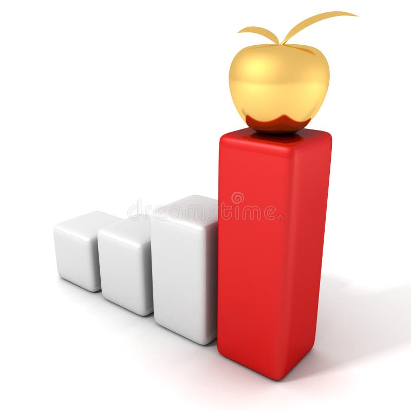 Success Business Bar Graph With Golden Apple On Red Top Stock ...