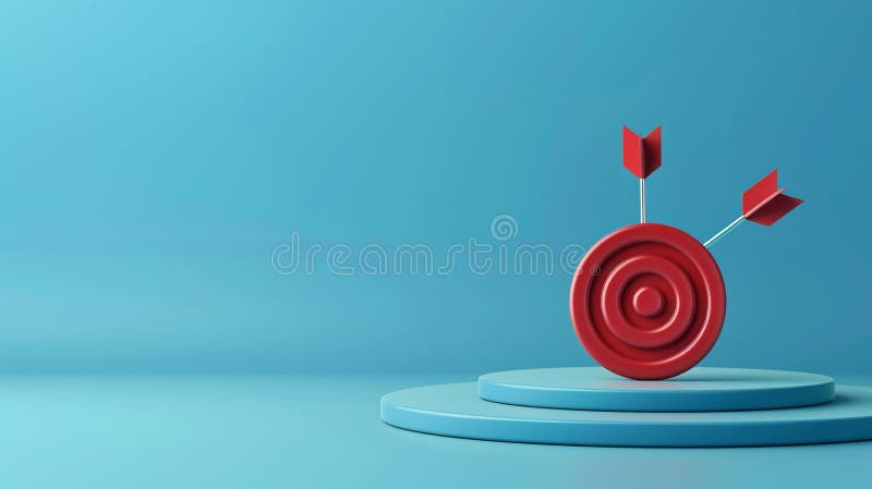 Red Target Bullseye Arrows Success Achievement Minimalist 3D Render ...