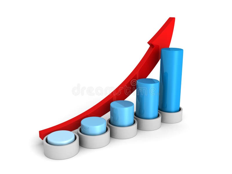Success Business Growing Blue Bar Chart Graph with Arrow Stock ...