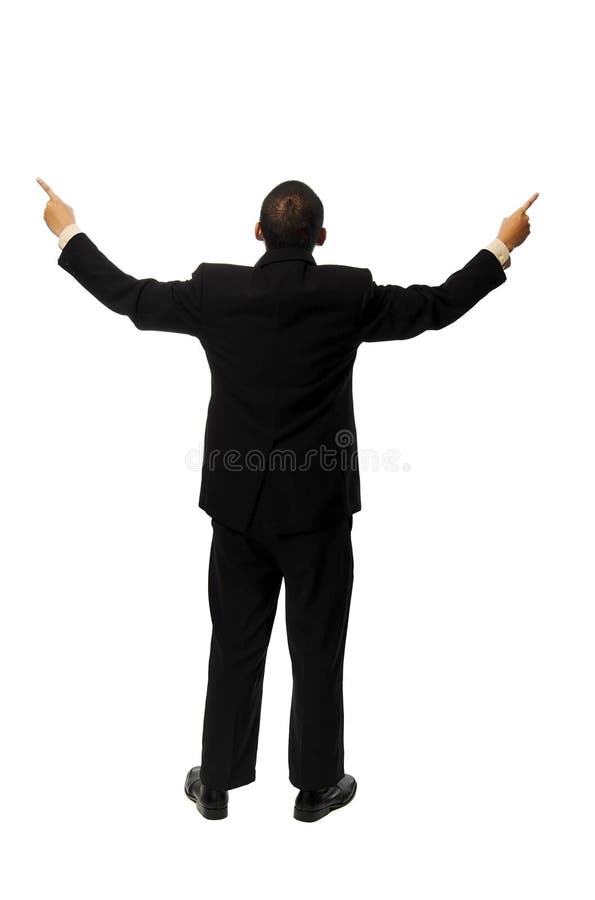 Back View of Business Man Arms Up Stock Image - Image of achievement ...
