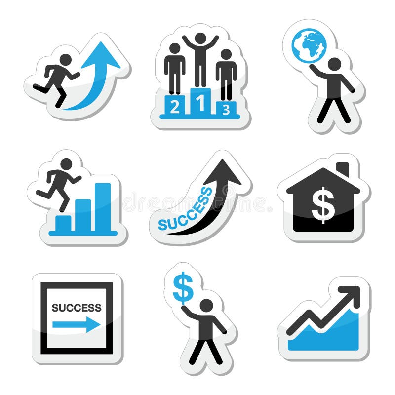 Success in Business, Self Development Buttons Set Stock Illustration ...