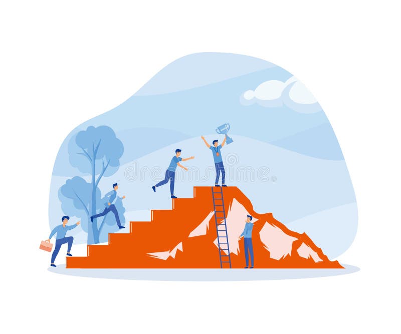 Success Business Team Concept. People Climb the Ladder of Success Stock ...