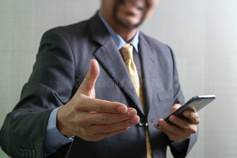 Success Businessman Open His Hand, Front View, Filter Effect Stock ...