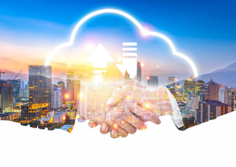 Success Businessman Shakehand with Partner Business Teamwork with Big ...