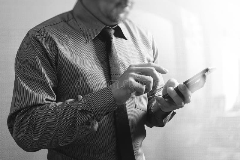 Success Businessman Using Smart Phone ,front View,filter Effect Stock ...