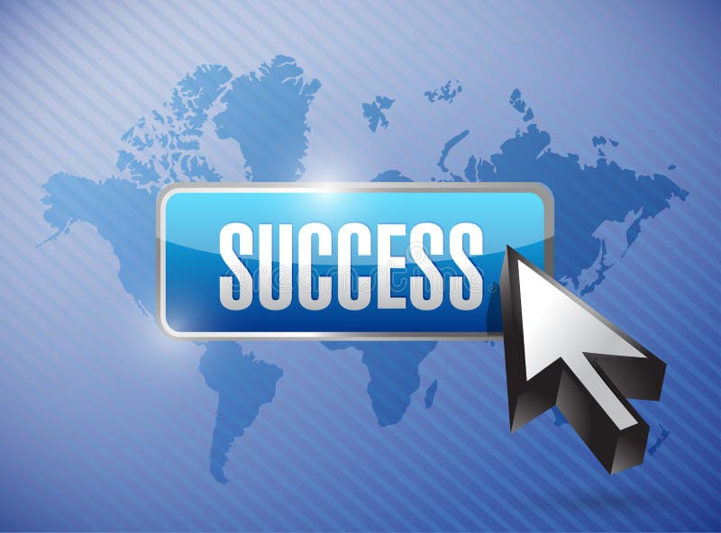 Success Button Over a World Map Background Stock Illustration ...