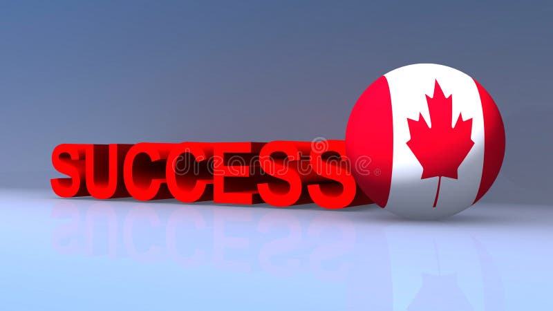 Success with Canada Flag on Blue Stock Illustration - Illustration of ...