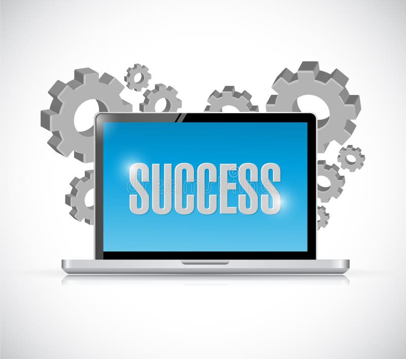 Success Computer Sign and Gears Stock Illustration - Illustration of ...