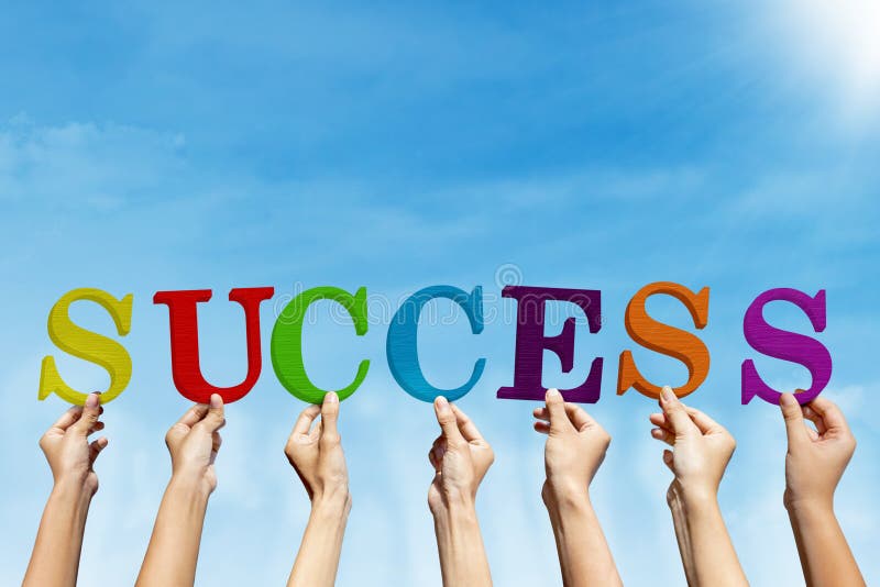 Success Representation with Colored People Silhoue Stock Vector ...