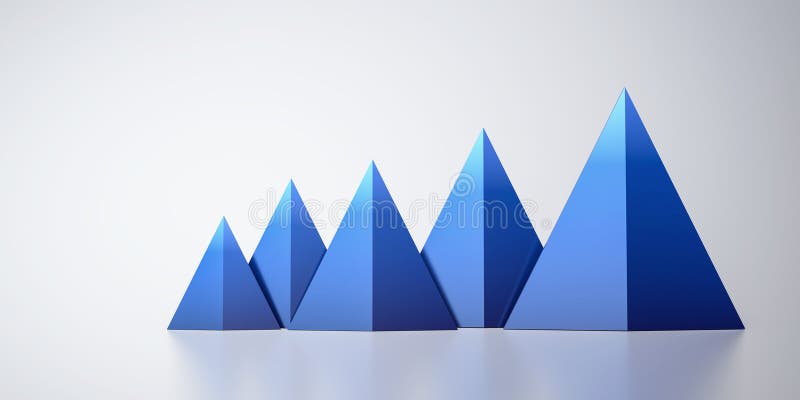 Success Concept, 3d Blue Pyramids in Ascending Order, Symbolizing ...