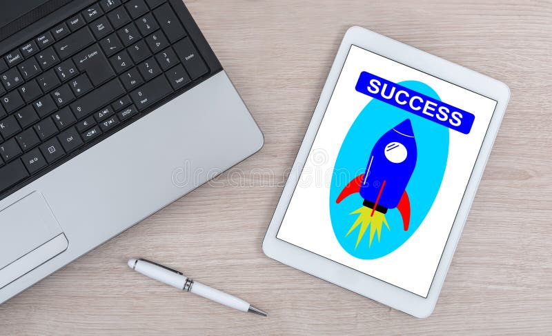 Success Concept on a Digital Tablet Stock Photo - Image of spaceship ...