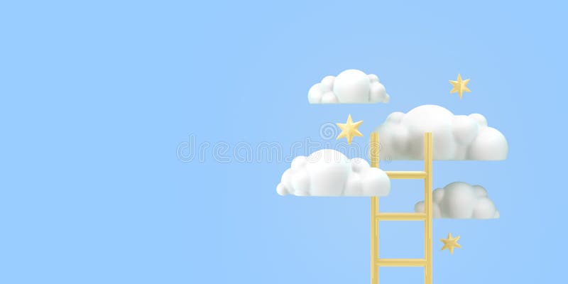 Success Concept Ladder Leading Cloud Minimalistic 3d Image on Blue ...
