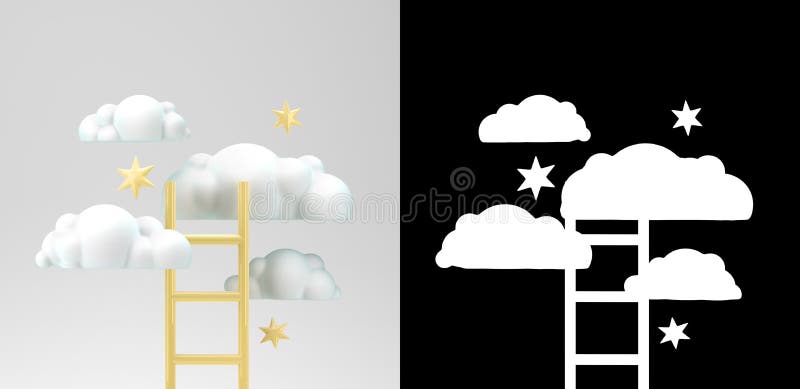 Success Concept Ladder Leading Cloud Minimalistic 3d Image on Grey with ...