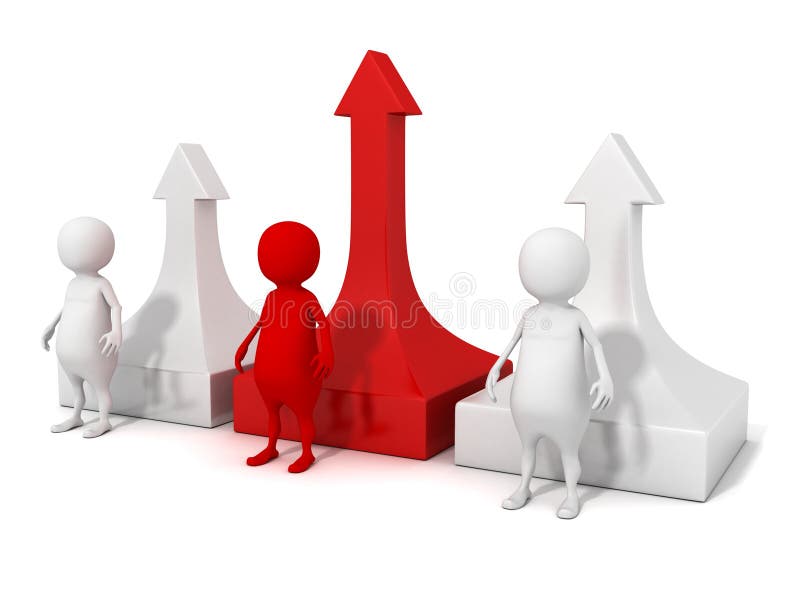 Success Concept Red 3d Man Leader Arrow Up Grow Stock Illustration ...