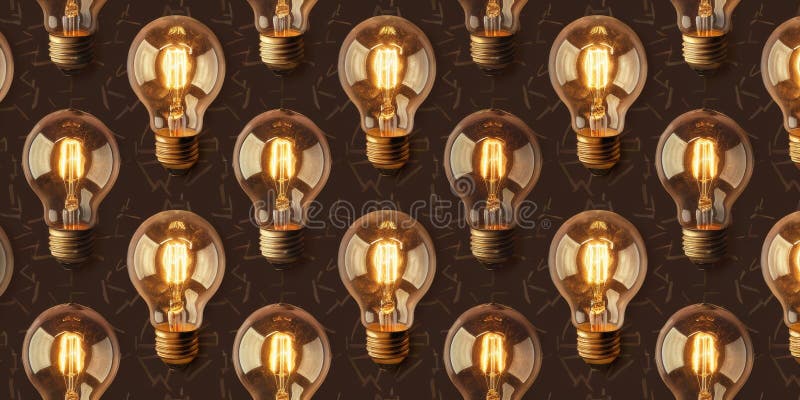 Success Concept in a Repeating Pattern with Light Bulbs. Stock ...