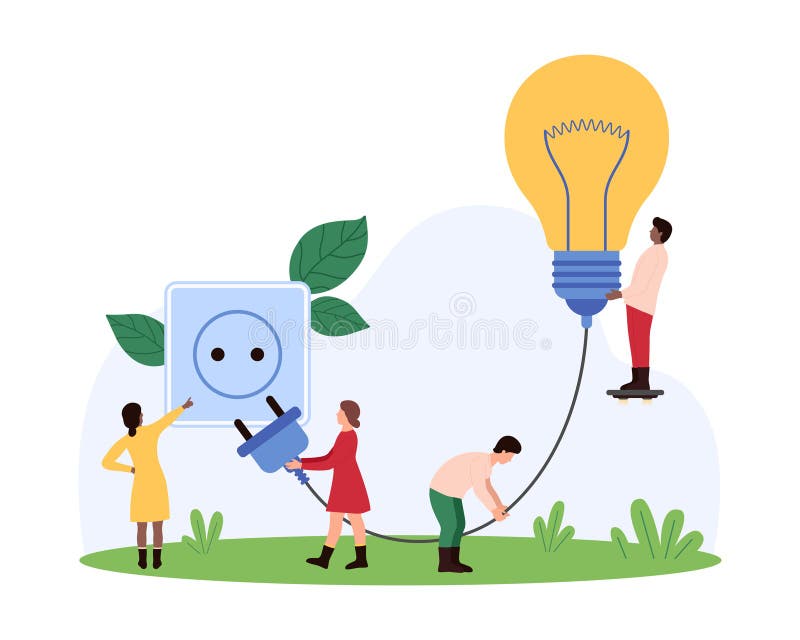 Success Creative Idea and Innovation Generation, Inspiration of Tiny People Plug Lamp Stock ...