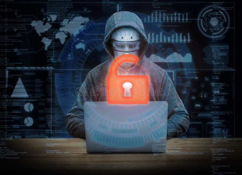 Computer Hacker in Server Room Stock Illustration - Illustration of ...