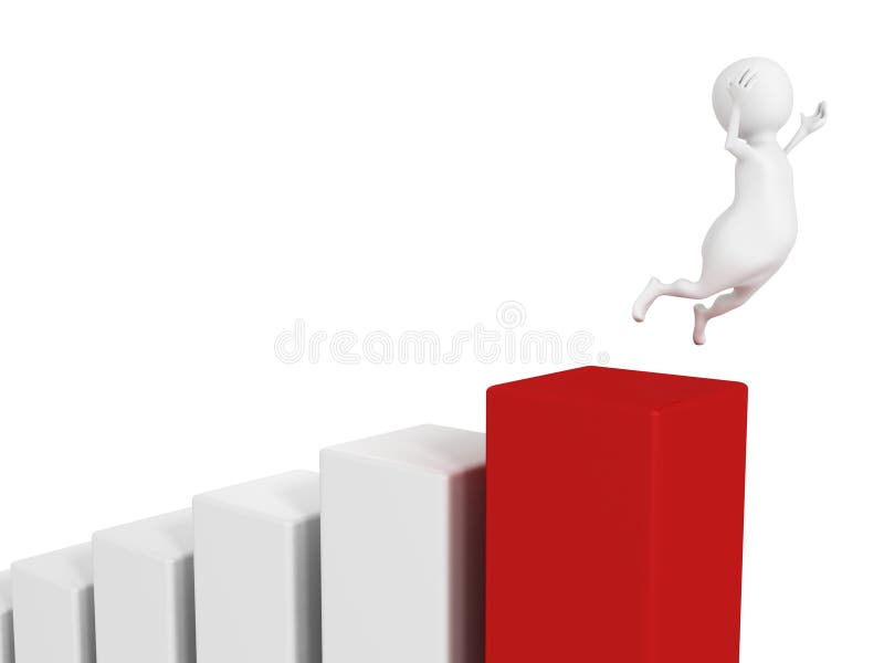 Success 3d Man Happy Jump on Financial Bar Chart Stock Illustration ...
