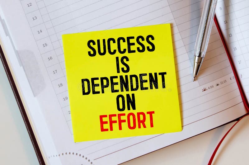 Success Depends on Your Effort and a Little Luck Text Write on Paper ...
