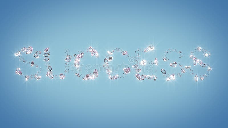 Success - Diamond Text on Light Blue Bg - Abstract 3D Rendering Stock ...