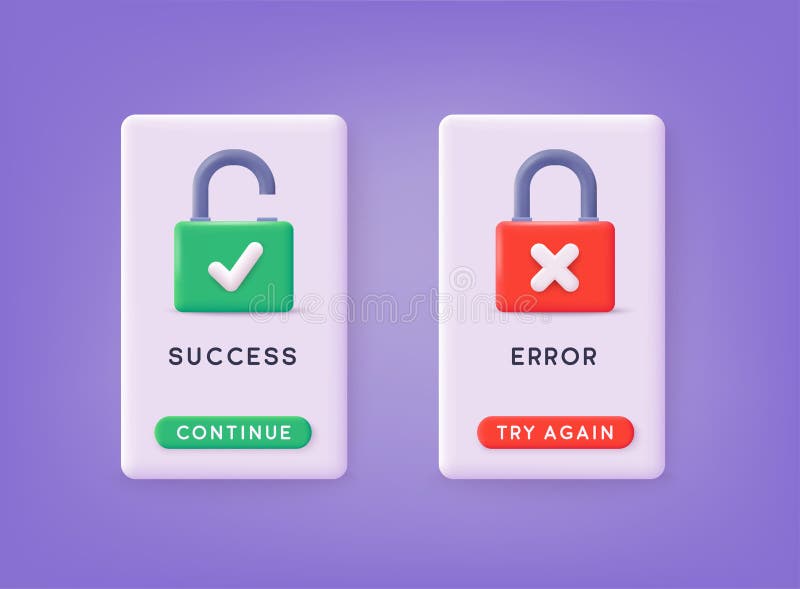 Success and Error Access. Approved and Rejected UX Web Elements Stock ...