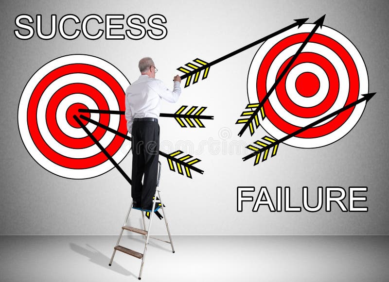 Success and Failure Concept Drawn by a Man on a Ladder Stock Photo ...