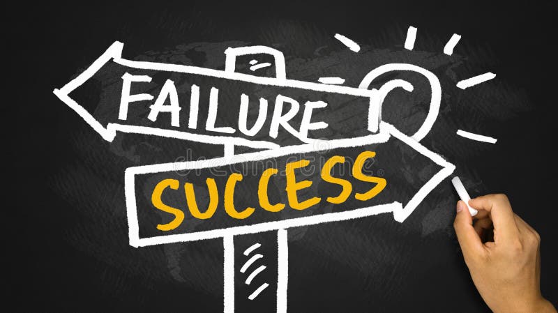 Success or Failure Signpost Hand Drawing on Blackboard Stock Image ...