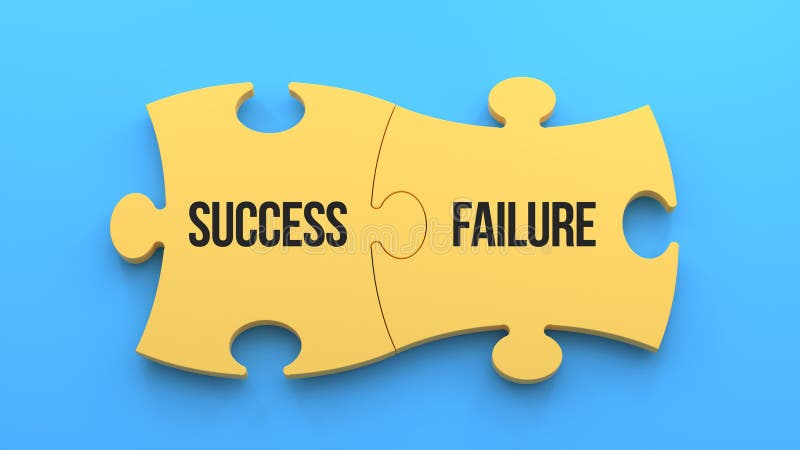 Success and Failure Text Message on Jigsaw Puzzle. Blue Background,3d ...