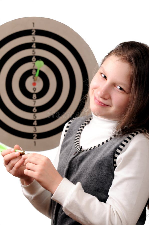 Success. Girl Hitting the Darts Target Stock Photo - Image of activity ...
