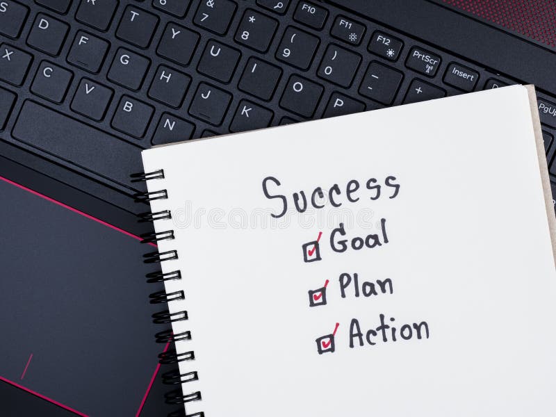 Success, Goal, Plan, Action on Blank Notebook 1 Stock Photo - Image of ...