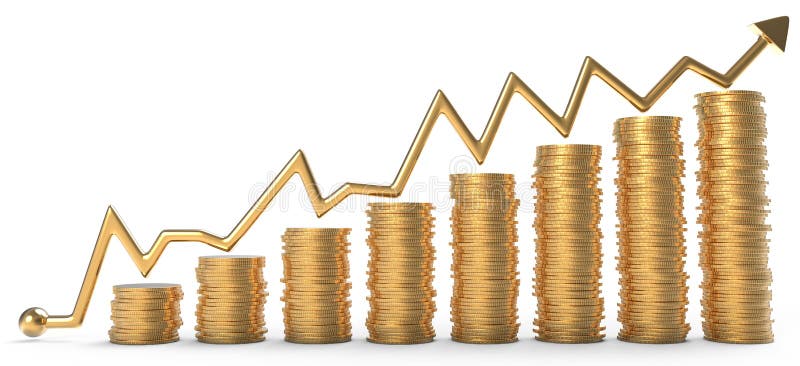 Success: Graph Over Golden Coins Stock Illustration - Illustration of ...