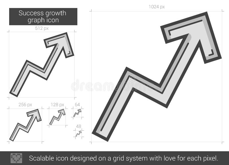 Success Growth Chart Line Icon. Stock Vector - Illustration of increase ...