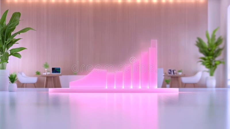 Pink Pie Chart Growth in Modern Office Success Growth Progress ...