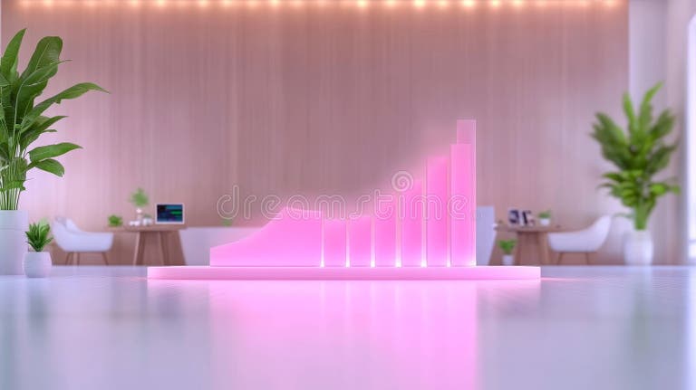 Pink Pie Chart Growth in Modern Office Success Growth Progress ...