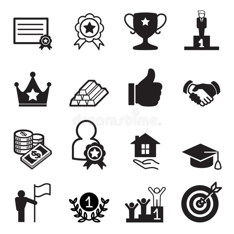 Success Icon Set in Thin Line Style Stock Illustration - Illustration ...
