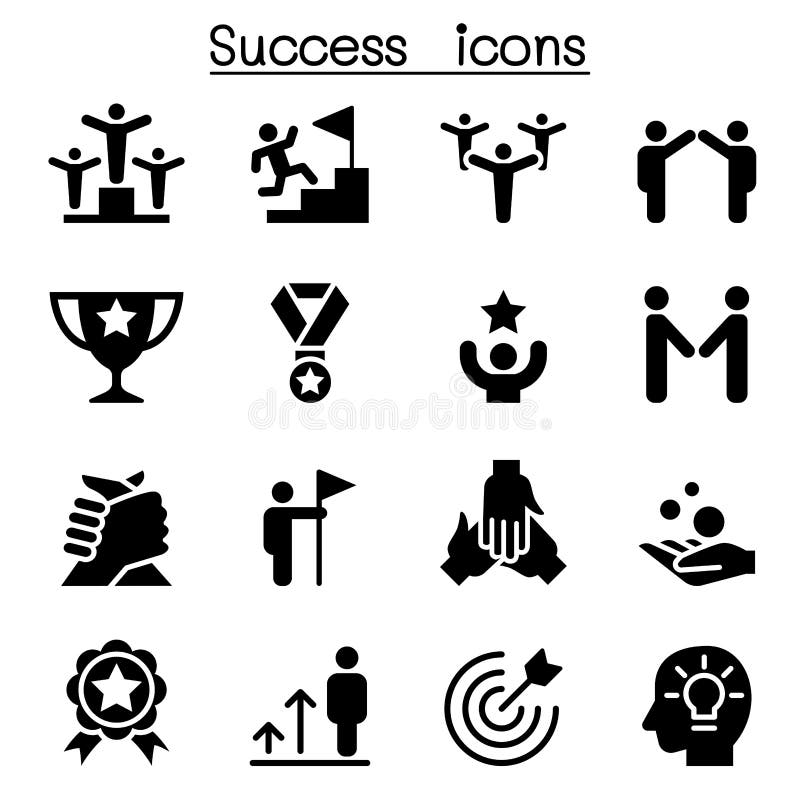 Success icon set stock vector. Illustration of pictogram - 81249334
