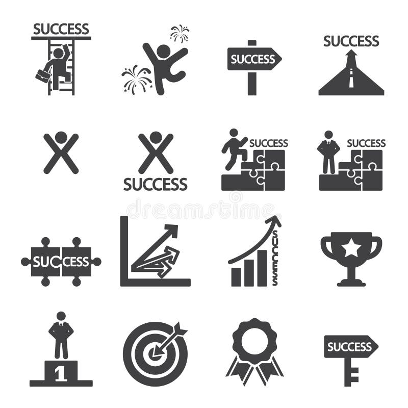 Success in Business, Self Development Icons Set Stock Illustration ...