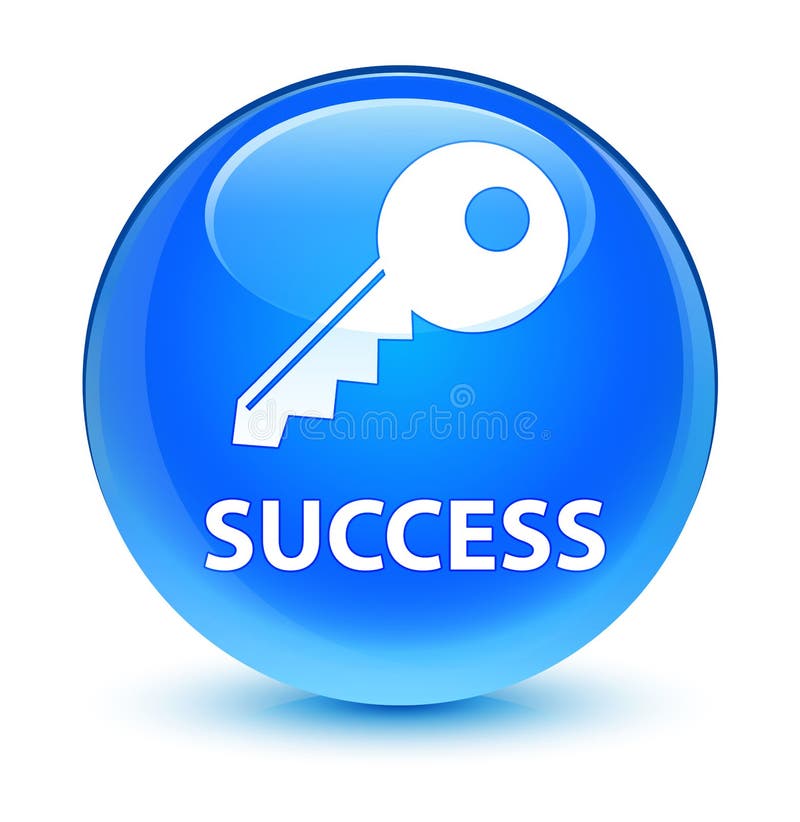 Success (key Icon) Glassy Cyan Blue Round Button Stock Illustration ...