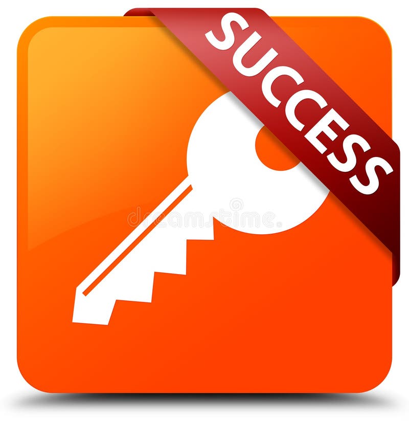 Success (key Icon) Orange Square Button Red Ribbon in Corner Stock ...