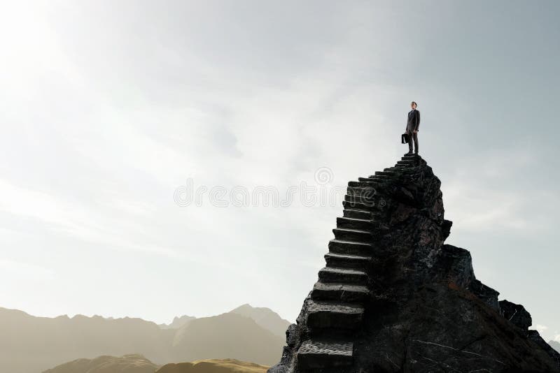 Success ladder in the sky stock image. Image of business - 148802455