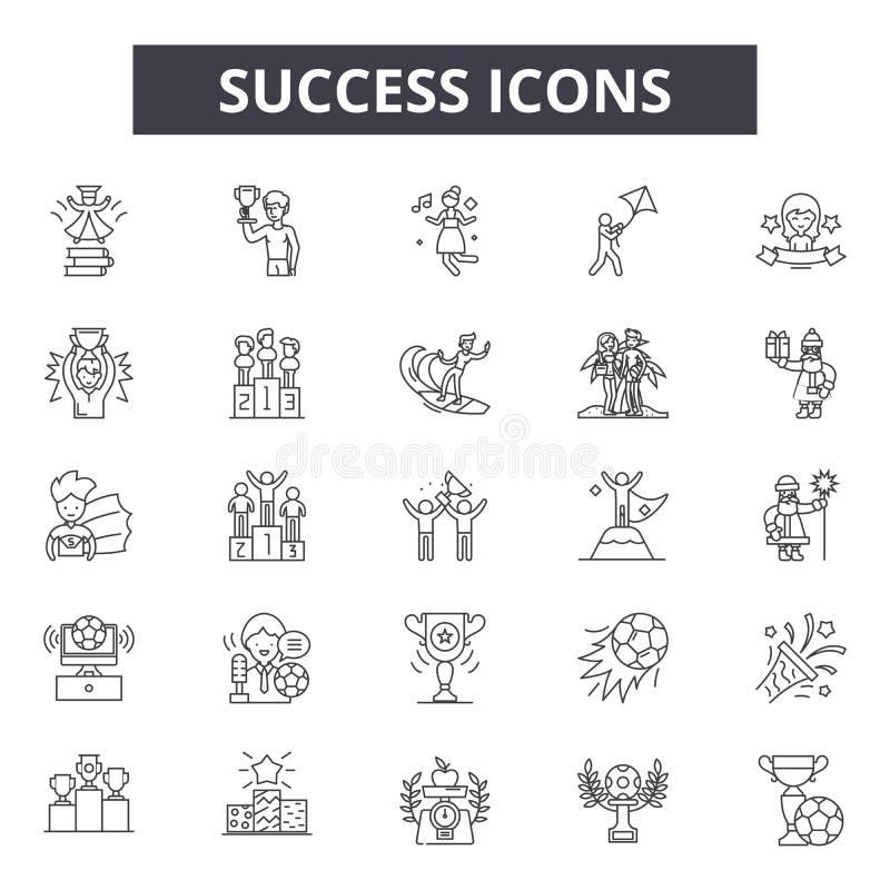 Success Line Icons, Signs, Vector Set, Outline Illustration Concept ...