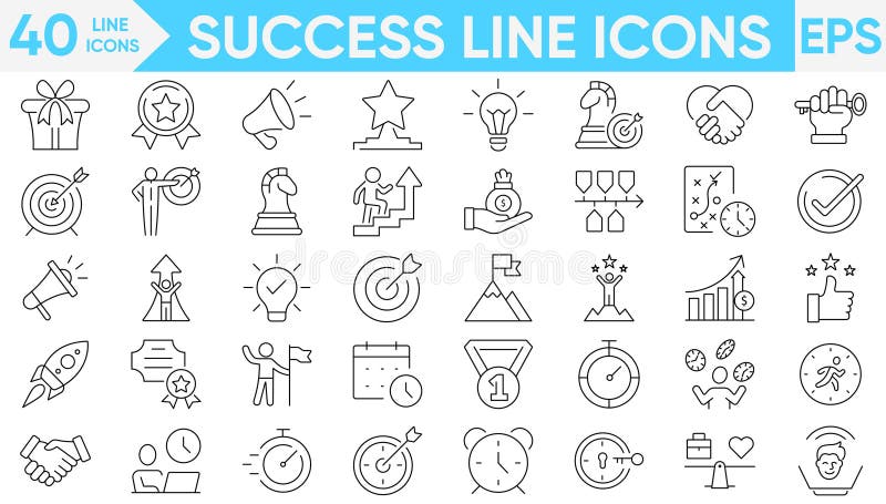 Success Line Icons Vector and Illustration Set Stock Vector ...