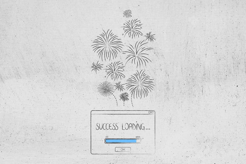 Success Loading Pop-up and Fireworks Coming Out of it Stock Image ...
