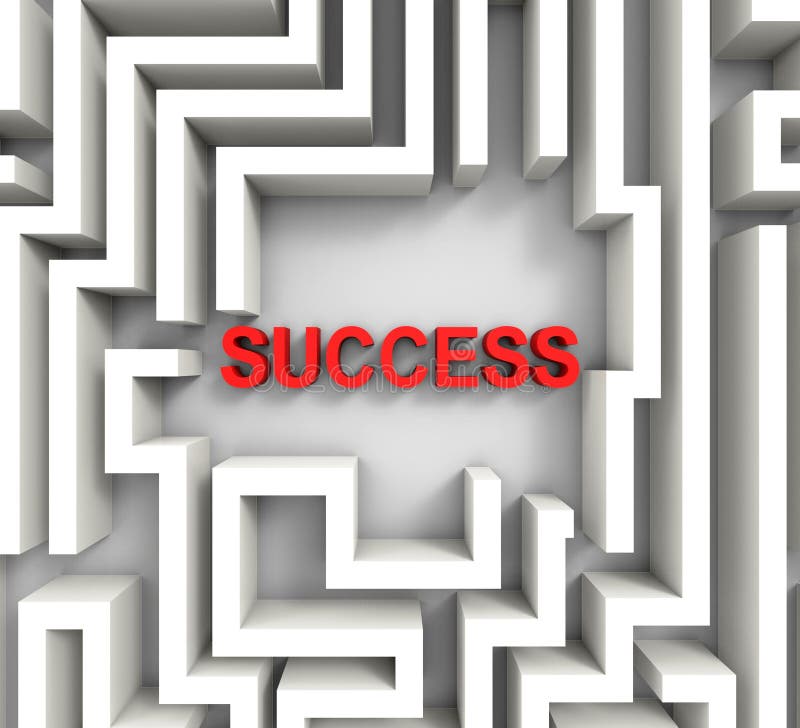 Success in Maze Showing Puzzle Achievement Stock Illustration ...
