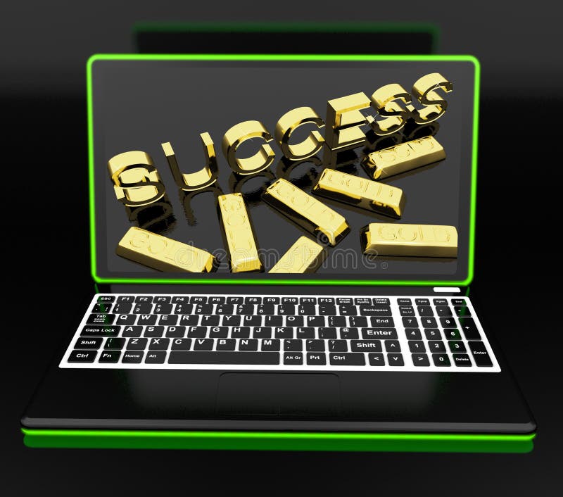 Success on Monitor Shows Progress Stock Illustration - Illustration of ...