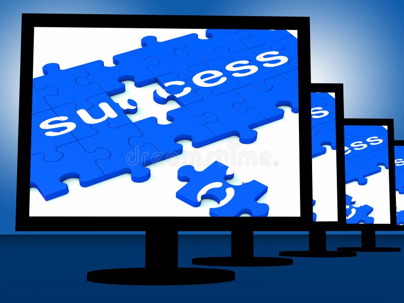 Success on Monitors Showing Progress Stock Illustration - Illustration ...