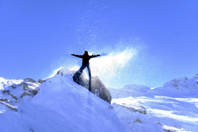 The Success of the Mountaineer on a Hard, Cold Winter Day and a Snow ...