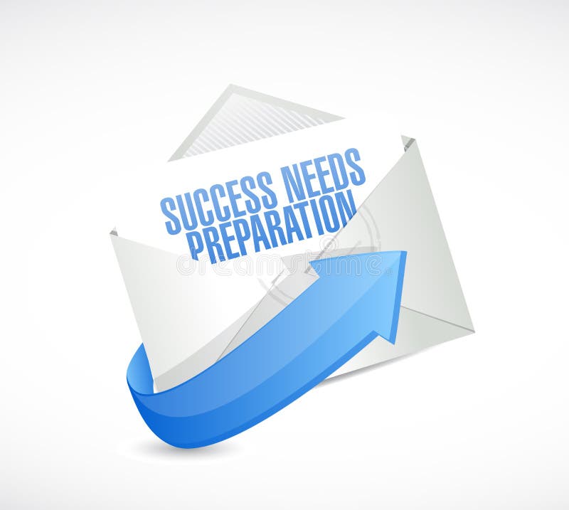 Success Needs Preparation Mail Sign Stock Illustration - Illustration ...