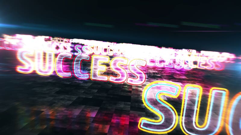 Success neon in hyperspace stock video. Video of symbol - 212570329