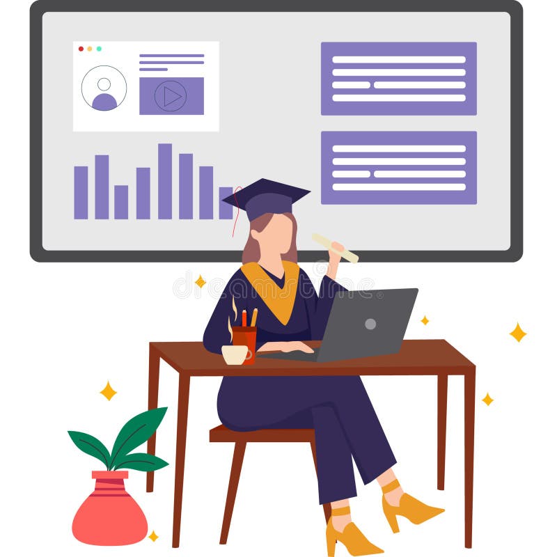 Success in Online Course Illustration Stock Illustration - Illustration ...